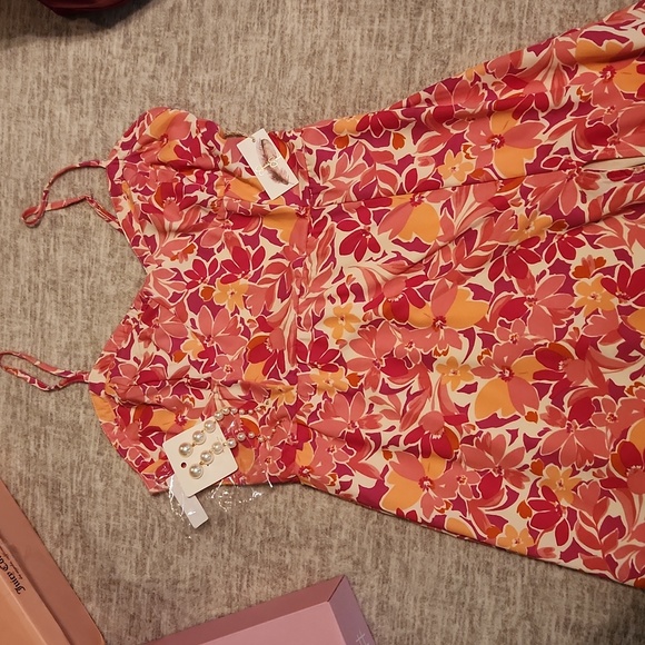 Jessica Simpson | Dresses | Jessica Simpson Pink Orange Floral Midi ...